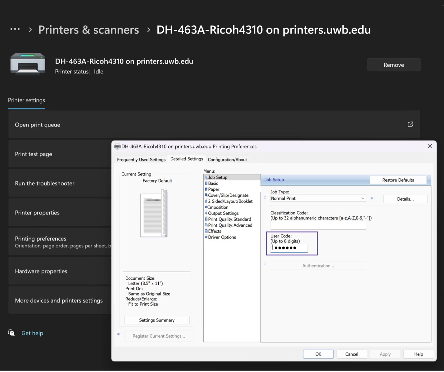 Faculty/Staff: Add a Ricoh print code to your computer - Information ...